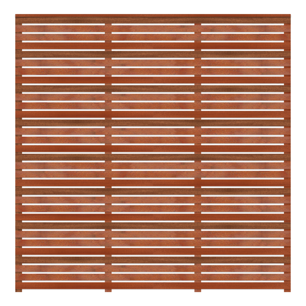 Sapele Narrow Slatted Fence Panel - Contemporary Fencing