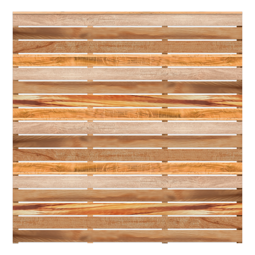Sapele Wide Slatted Fence Panel - Contemporary Fencing