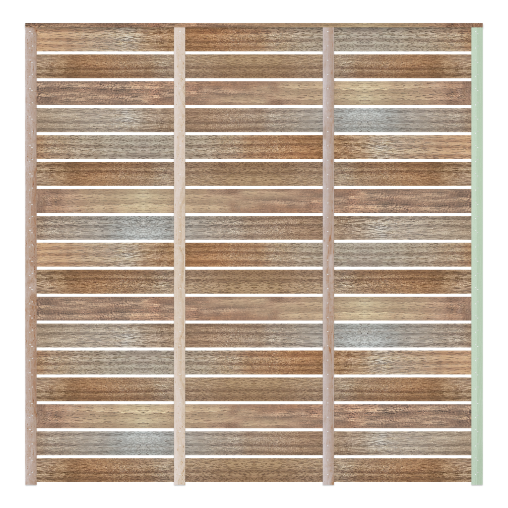 Iroko Wide Slatted Fence Panel - Contemporary Fencing