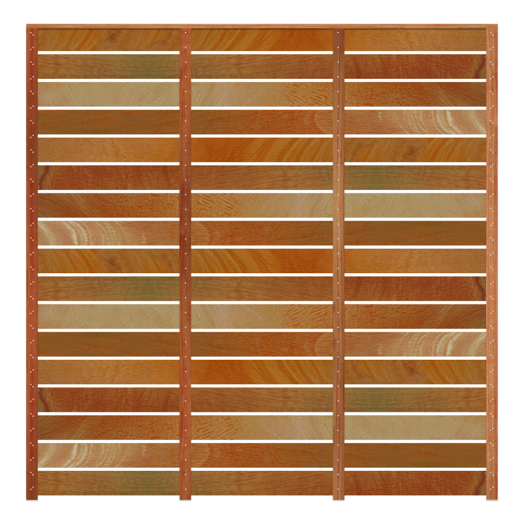 Red Grandis Wide Slatted Fence Panel - Contemporary Fencing